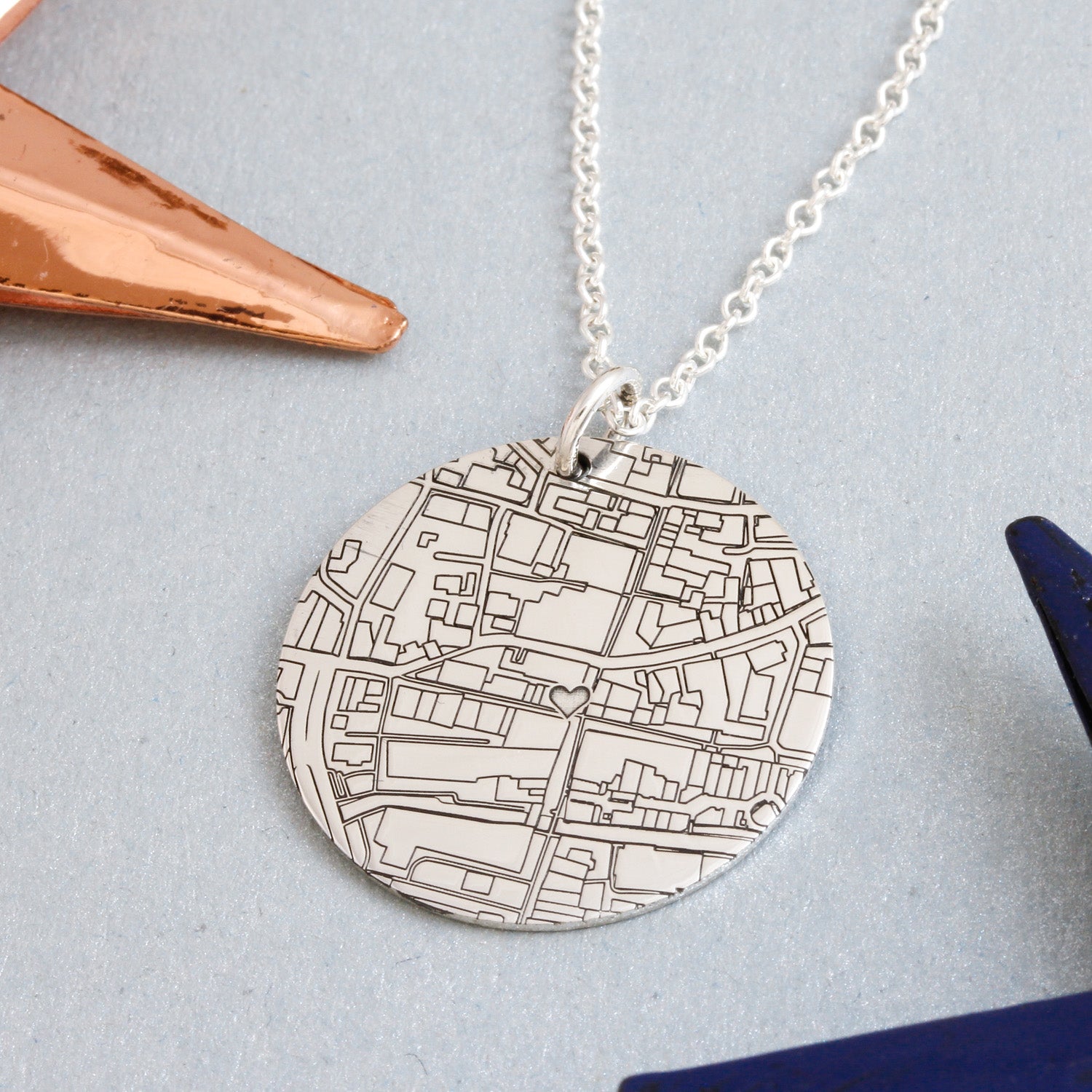 Custom Street Map 20mm Silver Disc Necklace - Off The Map Jewellery