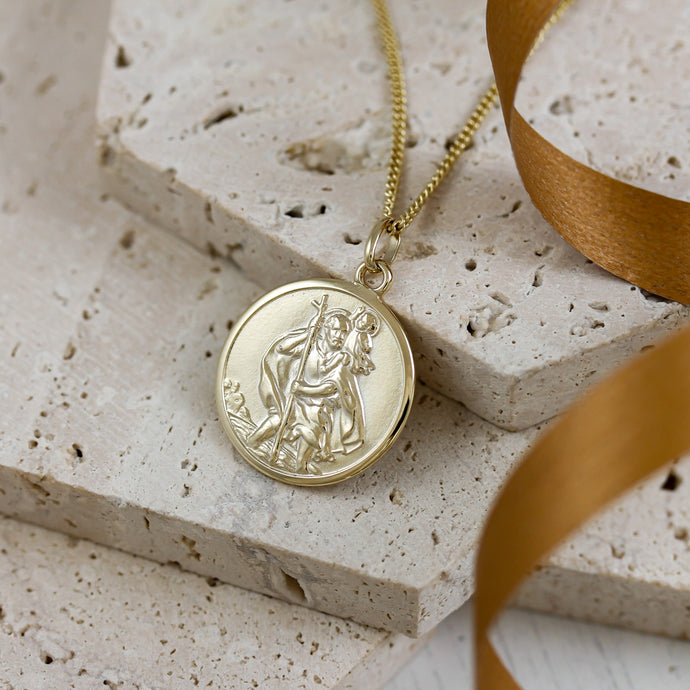 Solid 9ct Gold Cast St Christopher 20mm – Off The Map Jewellery