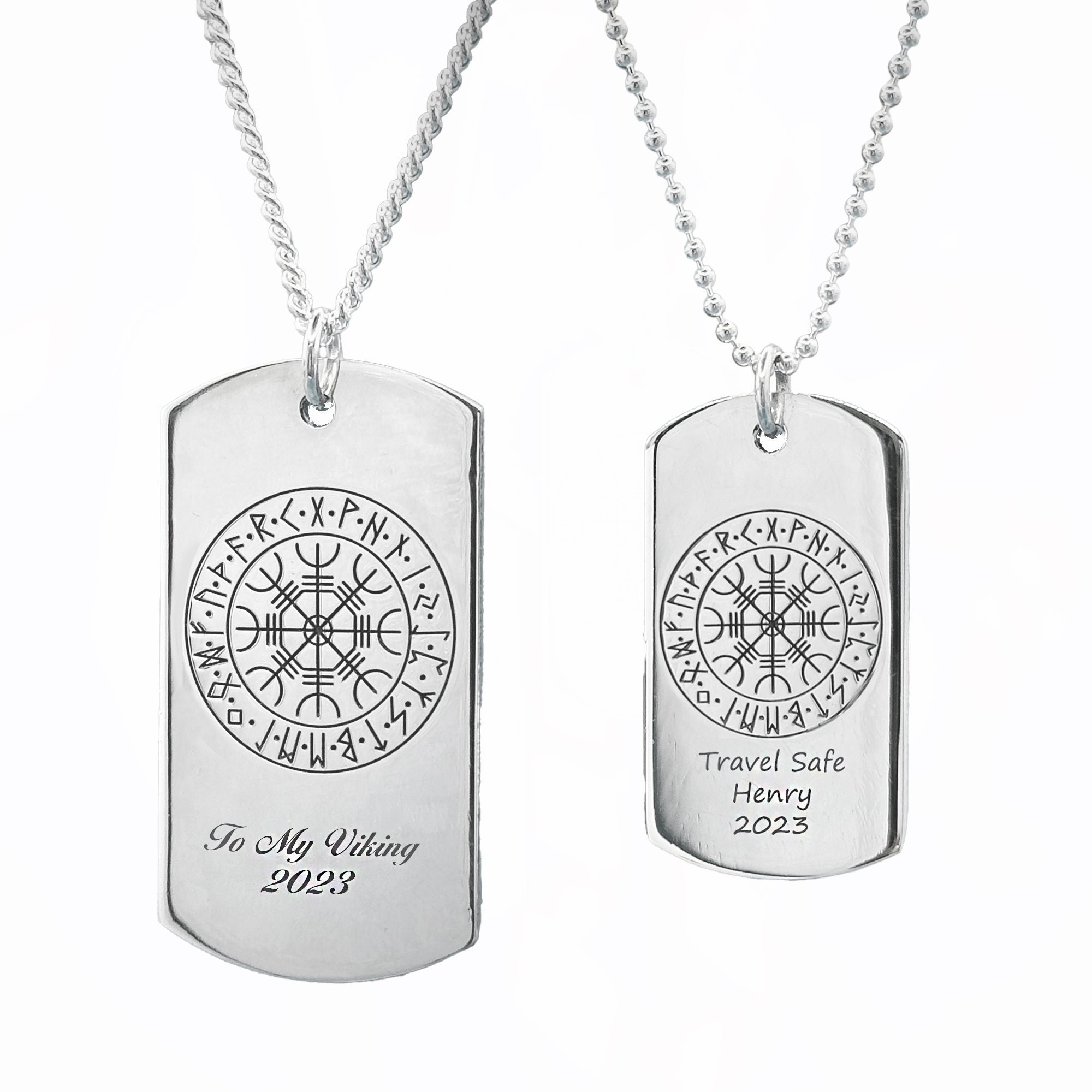 Way Finder Rune Dog Tag Recycled Silver Necklace – Off The Map Jewellery