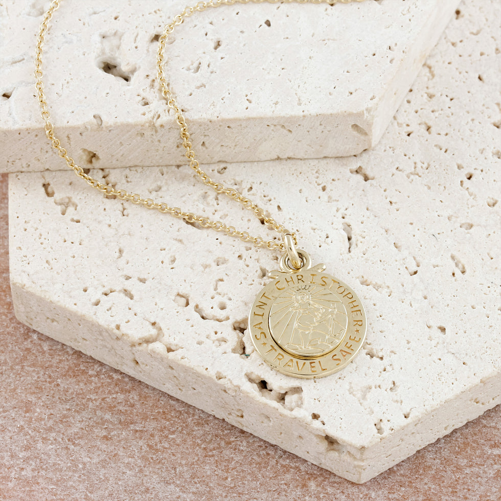 Personalised St Christopher Solid Gold Necklace – Off The Map Jewellery