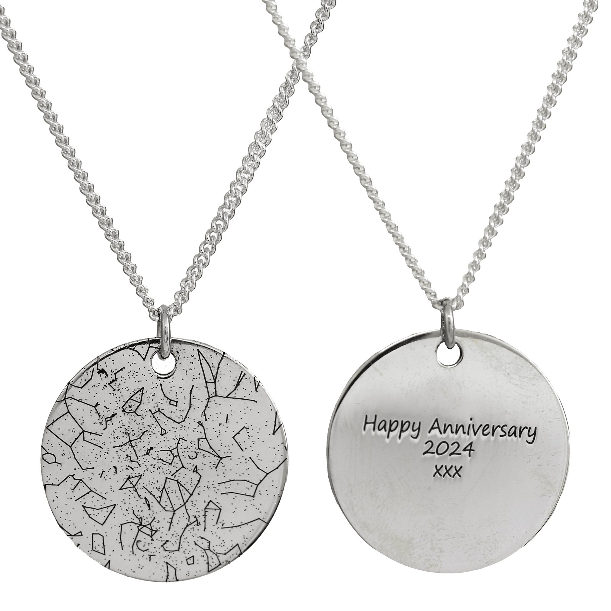 Bespoke Star Map Constellation Necklace - 25mm Disc – Off The Map Jewellery