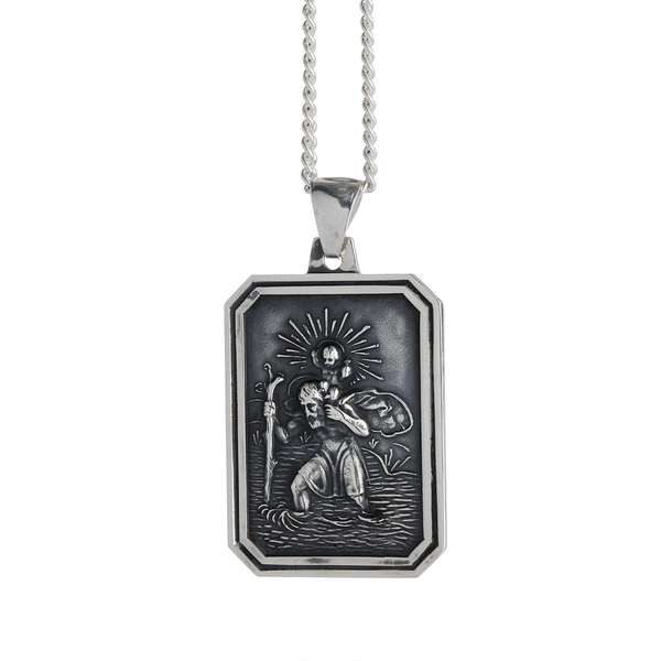 St Christopher Dog Tag Personalised Silver Necklace - Off The Map Jewellery
